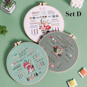 Beginner Embroidery Kit Set of 3, Beginner Embroidery Kit, Modern ...