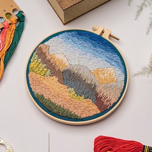 Landscape Embroidery Kit Beginner, Beginner Embroidery Kit, Modern ...