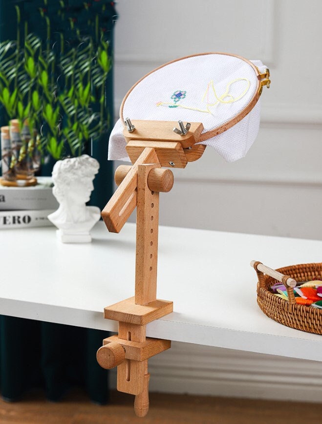 Embroidery Hoop Stand Two Ways Adjustable Wooden Cross Stitch ...