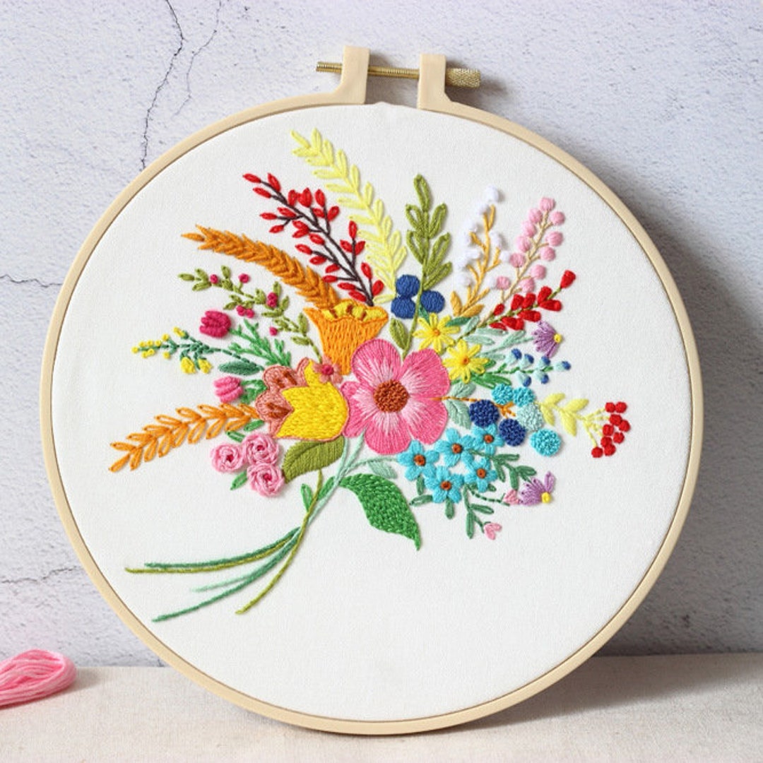 Embroidery Kit for Beginner Floral | Beginner Embroidery Kit, Cross ...