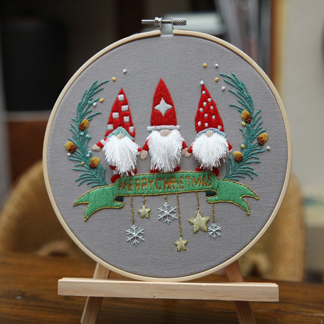 Christmas Embroidery Kit, Easy Embroidery Kit for Beginner, Cross ...
