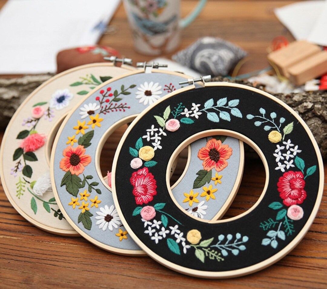 DIY Embroidery Kit Beginner, Double Hoops Embroidery Kit, Beginner ...