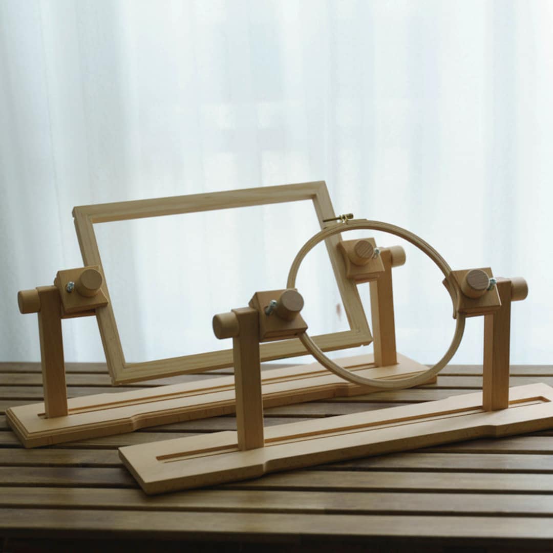 Embroidery Hoop Stand 360 Degree Rotatable Adjustable Wooden Cross ...
