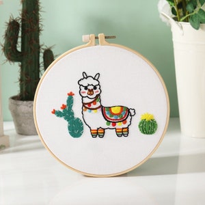 Alpaca Embroidery Kit Beginner, Beginner Embroidery Kit, Modern ...