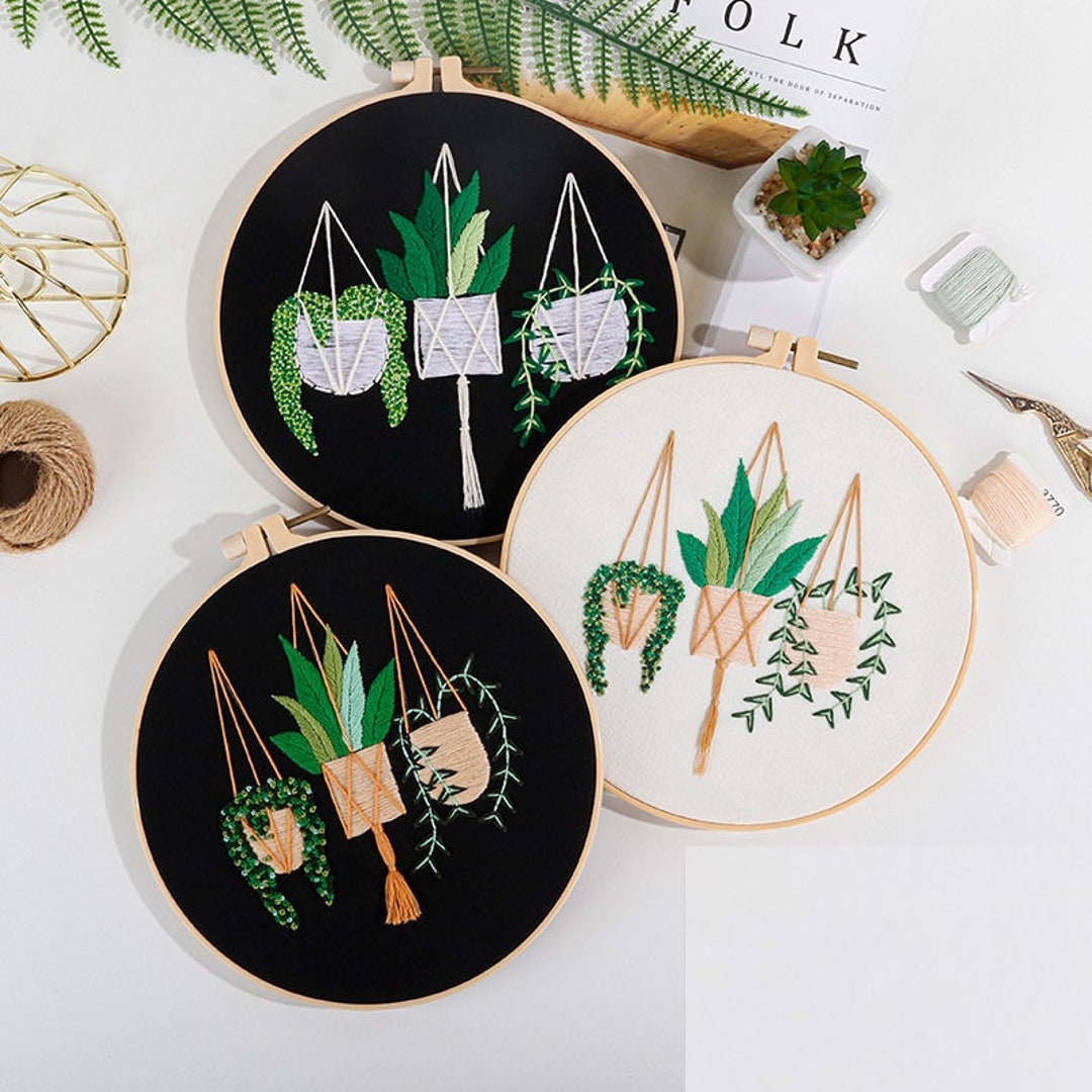Embroidery Kit Beginner, Full Kit With Hoop, Cloth, Color Floss ...
