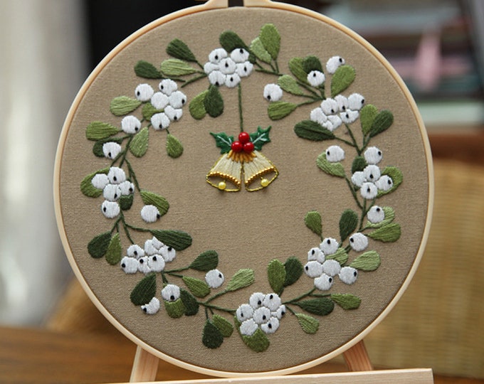 Christmas Embroidery Kit, Easy Embroidery Kit for Beginner, Cross ...