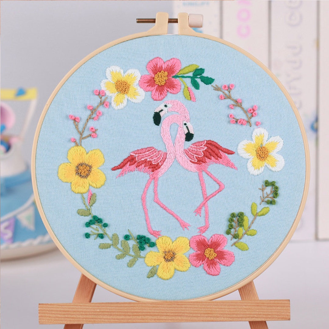 Flamingo Embroidery Kit Beginner, Beginner Embroidery Kit, Flamingo ...