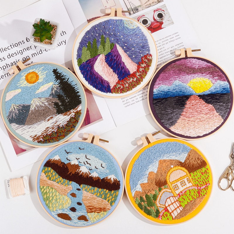 Landscape Embroidery Kit Beginner Beginner Embroidery Kit - Etsy