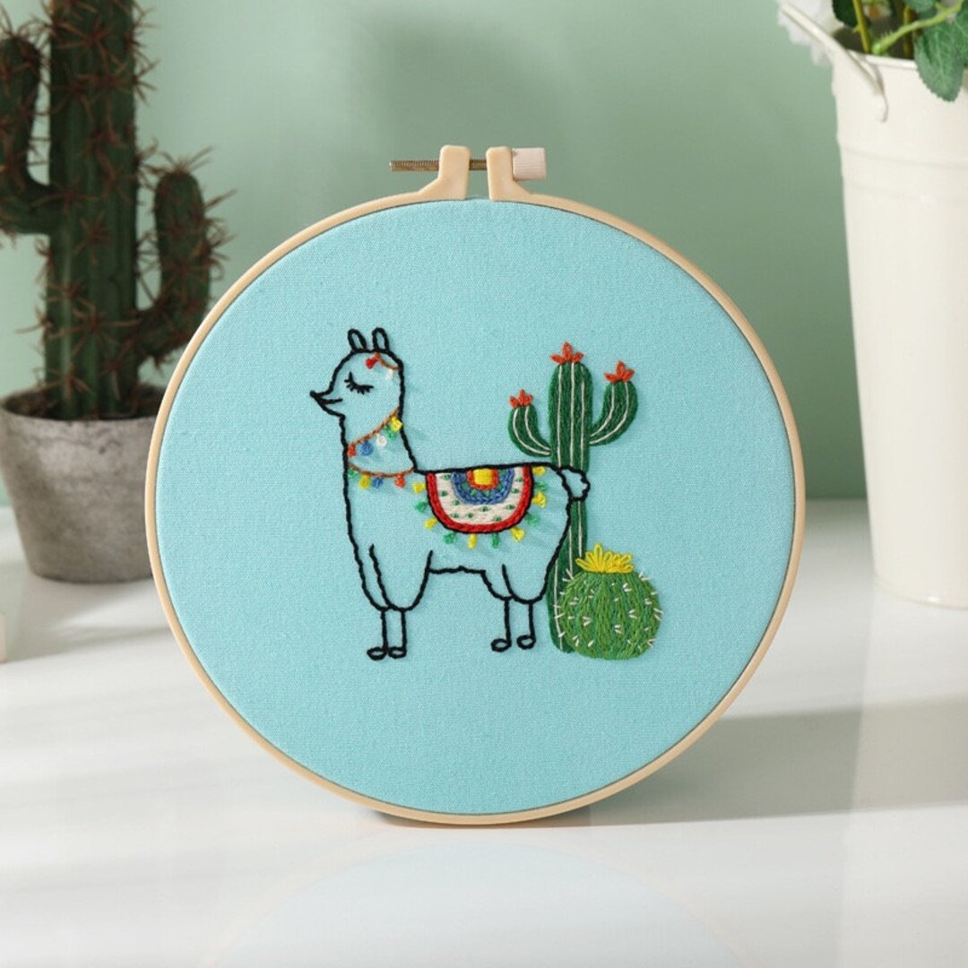 Alpaca Embroidery Kit Beginner, Beginner Embroidery Kit, Modern ...