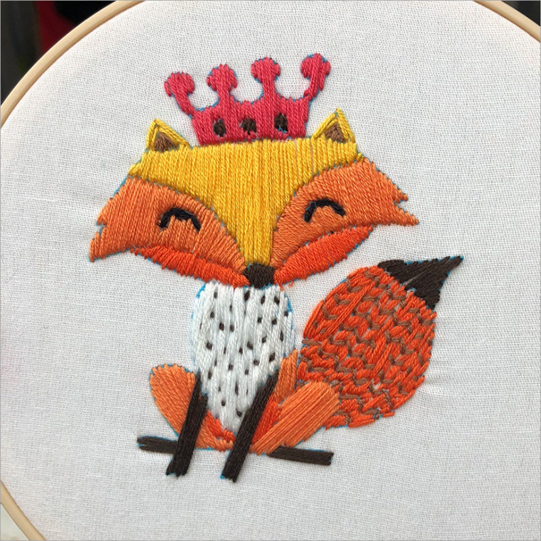 Fox Embroidery Kit Beginner Beginner Embroidery Modern Easy Embroidery ...
