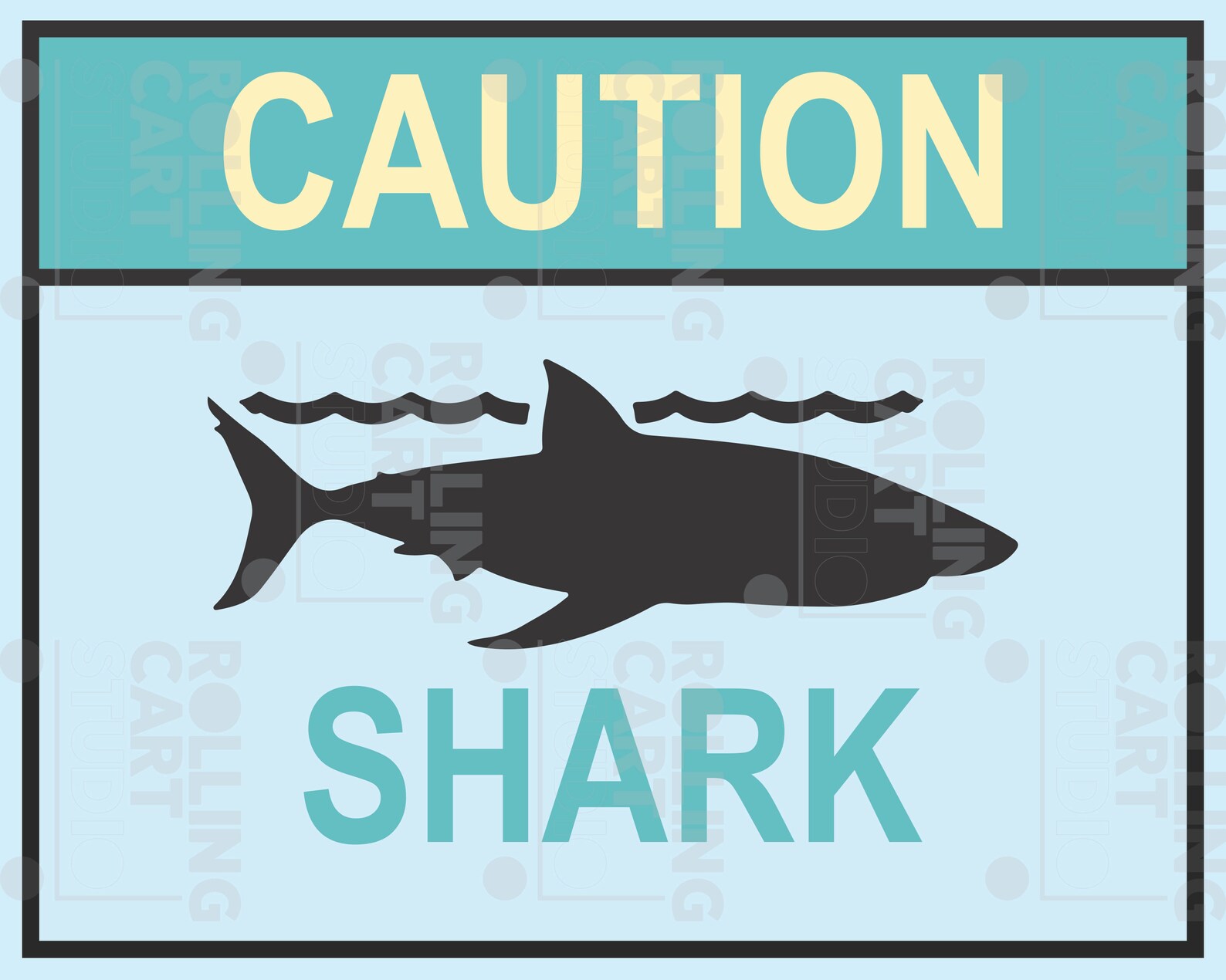 8 x 10 Caution Shark Sign Downloadable Print For Kid's | Etsy