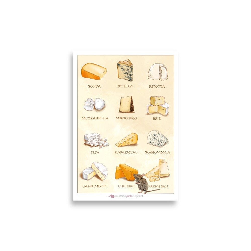 Hand-drawn Poster Cheese - Etsy
