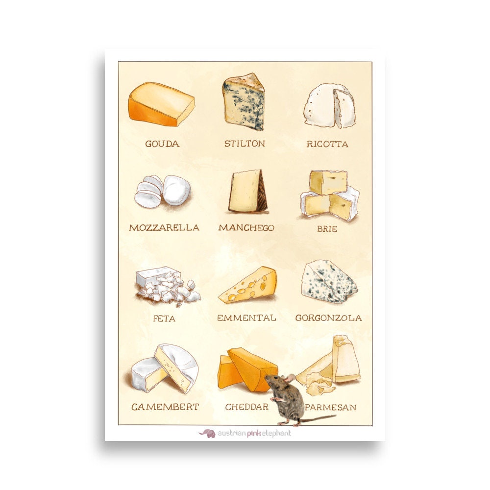Hand-drawn Poster Cheese - Etsy