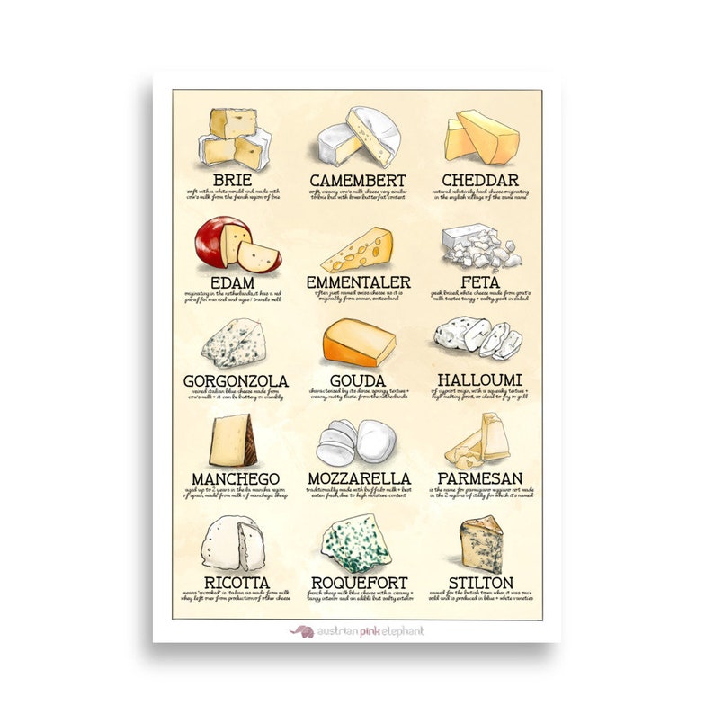 Hand-drawn Poster - Cheese - Etsy