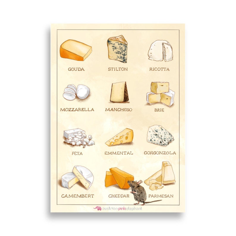 Hand-drawn Poster Cheese - Etsy