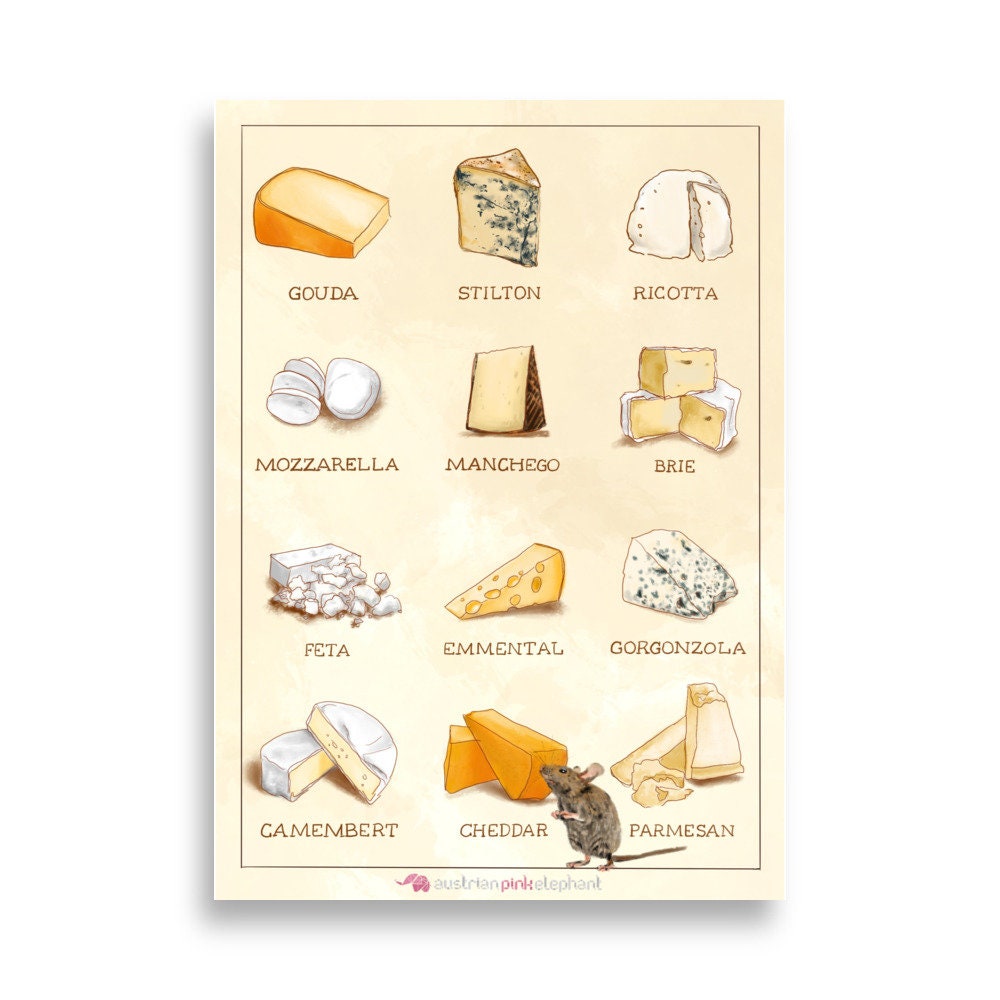 Hand-drawn Poster Cheese - Etsy