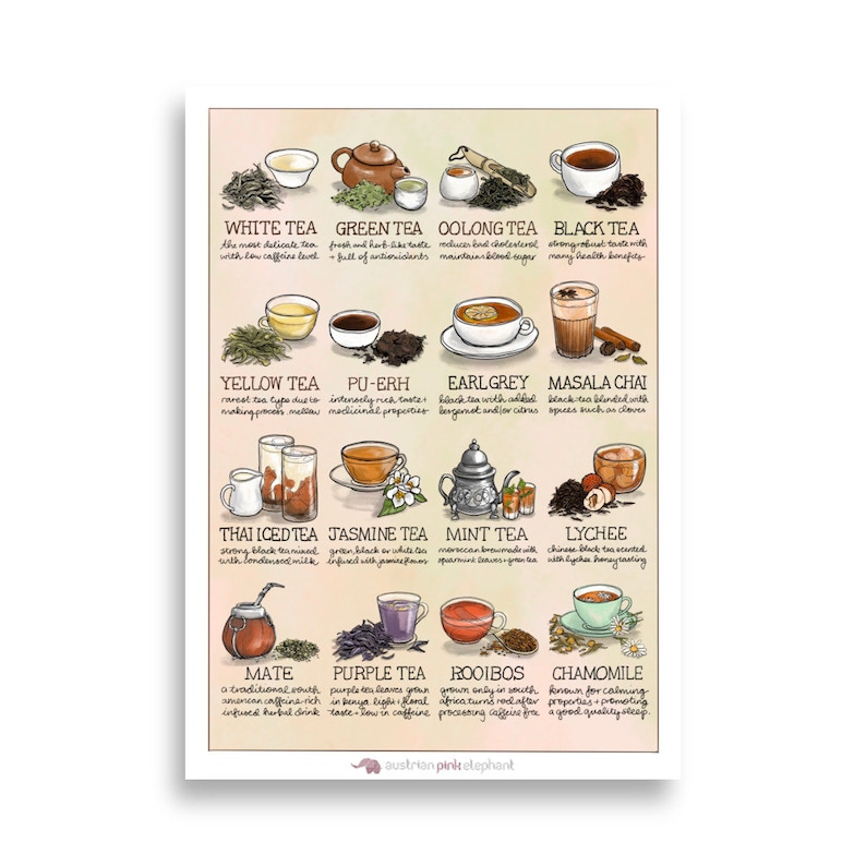 Hand-drawn Poster - Teas - Etsy