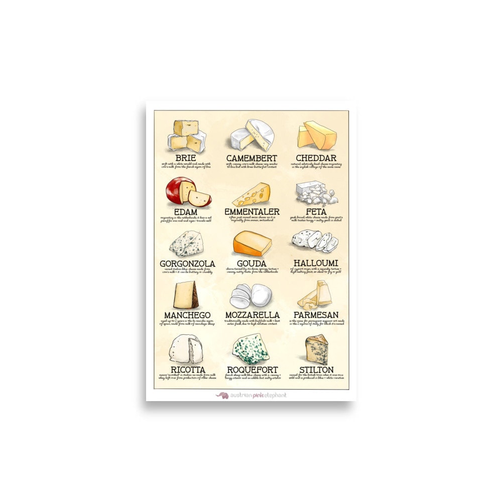 Hand-drawn Poster - Cheese - Etsy
