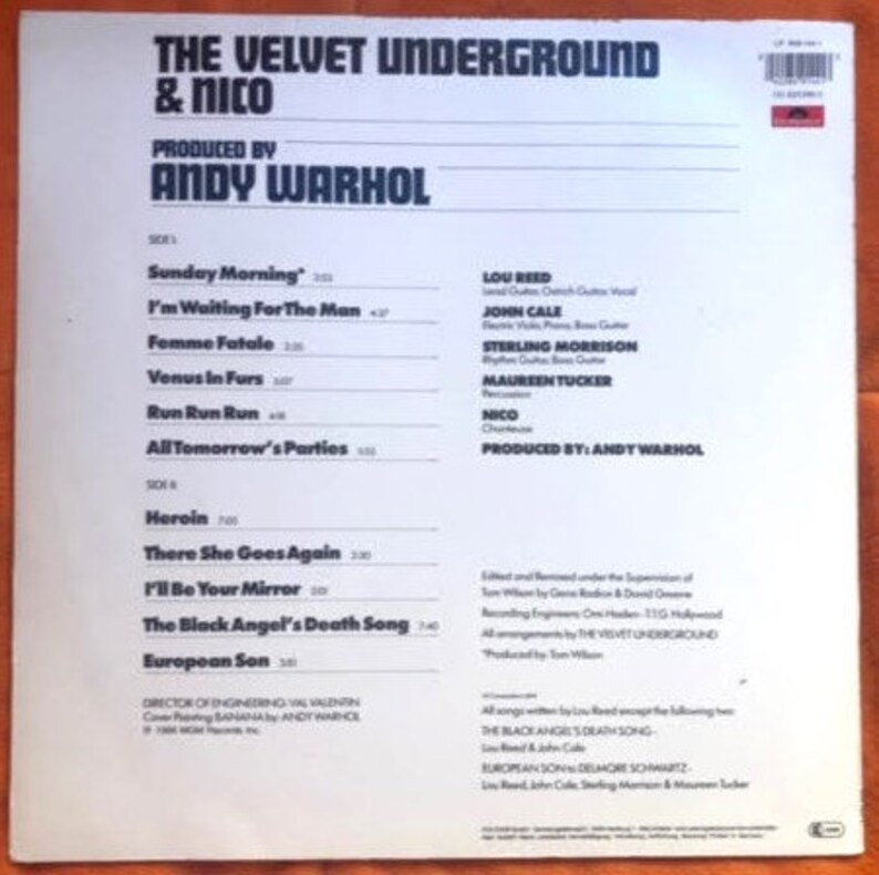 The Velvet Underground & Nico Debut Album Produced and Artwork by Andy ...
