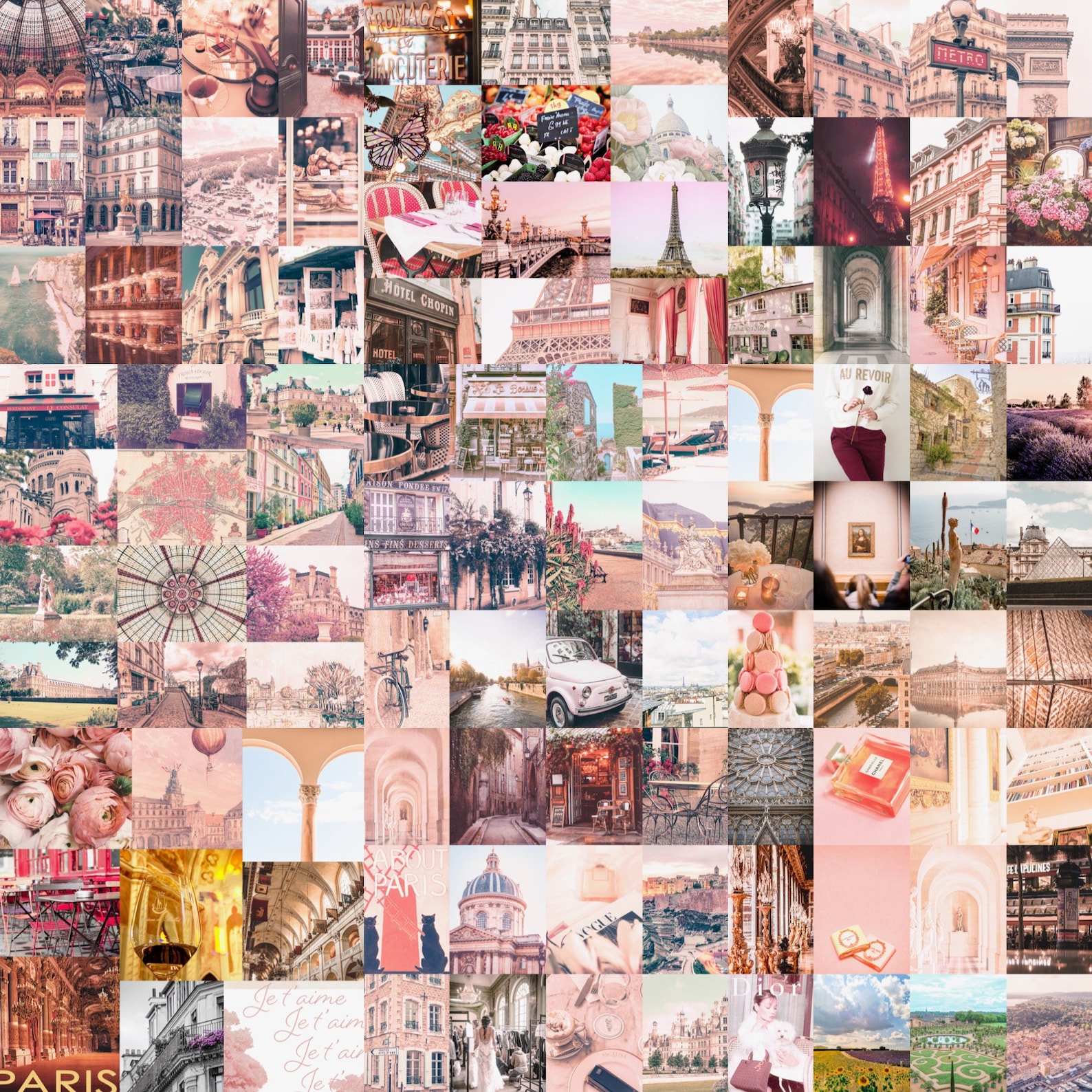 90 Wall Collage Kit Photos French Paris Pastel Pinks Aesthetic - Etsy ...