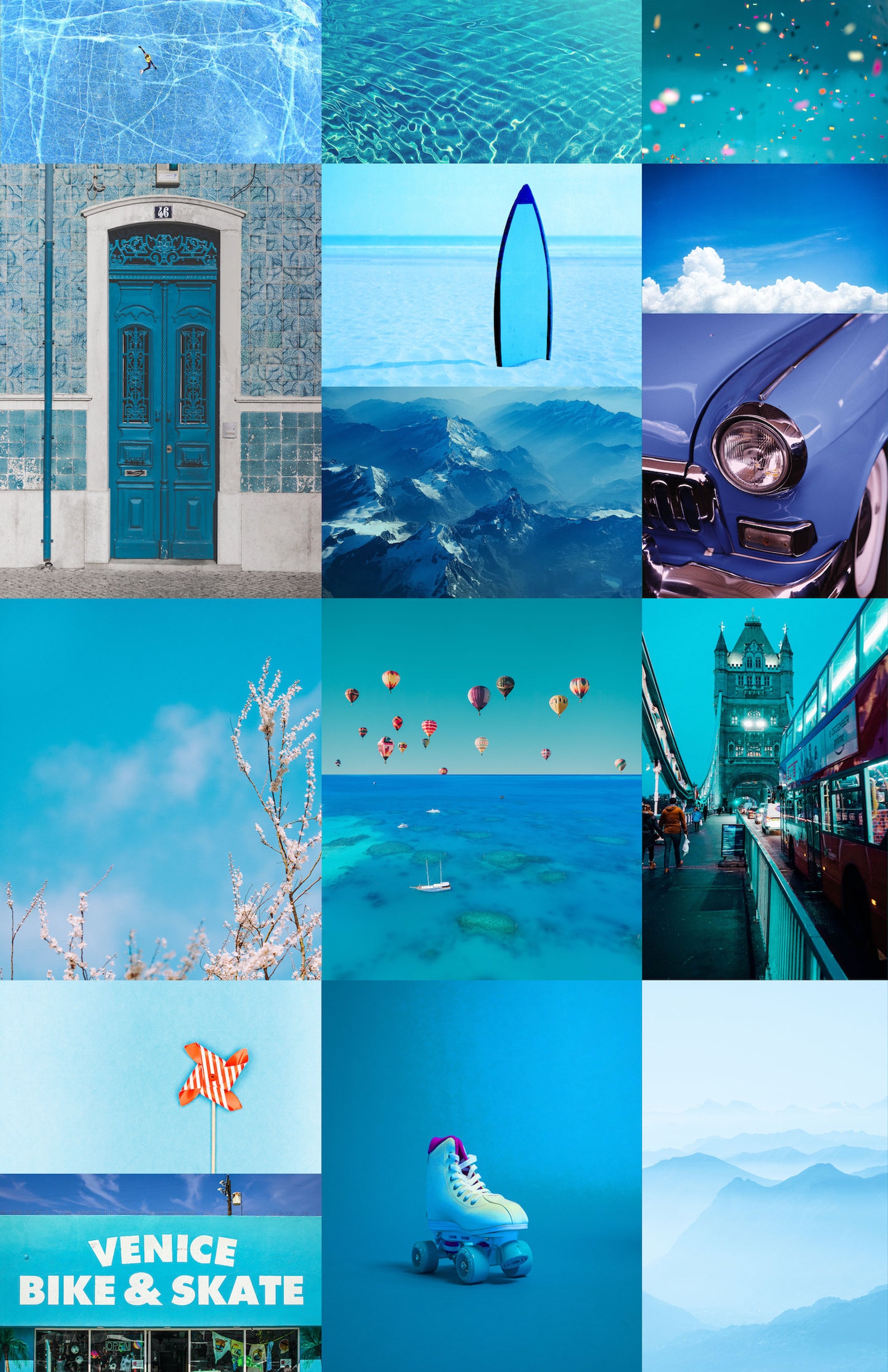 Instant 60 Piece Blue Aesthetic Dream VSCO Wall Decor Collage Kit ...