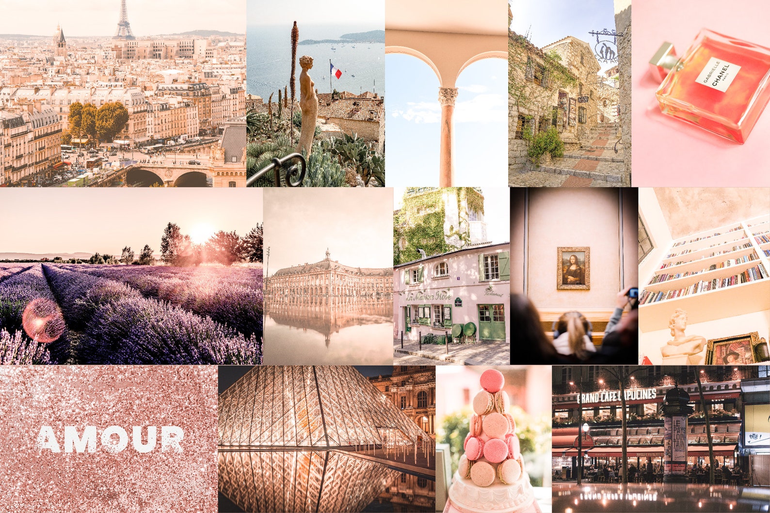 90 Wall Collage Kit Photos French Paris Pastel Pinks Aesthetic | Etsy