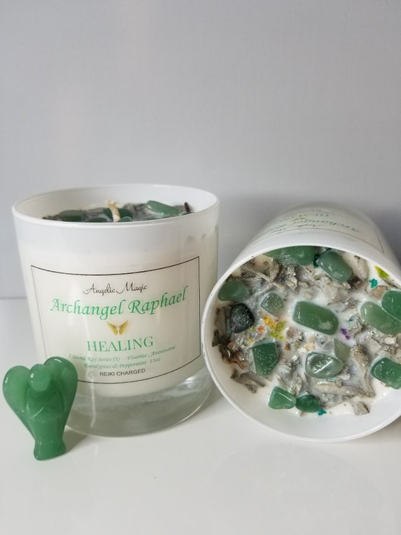 Archangel Raphael HEALING Crystal Soy Candle Reiki Candle | Etsy