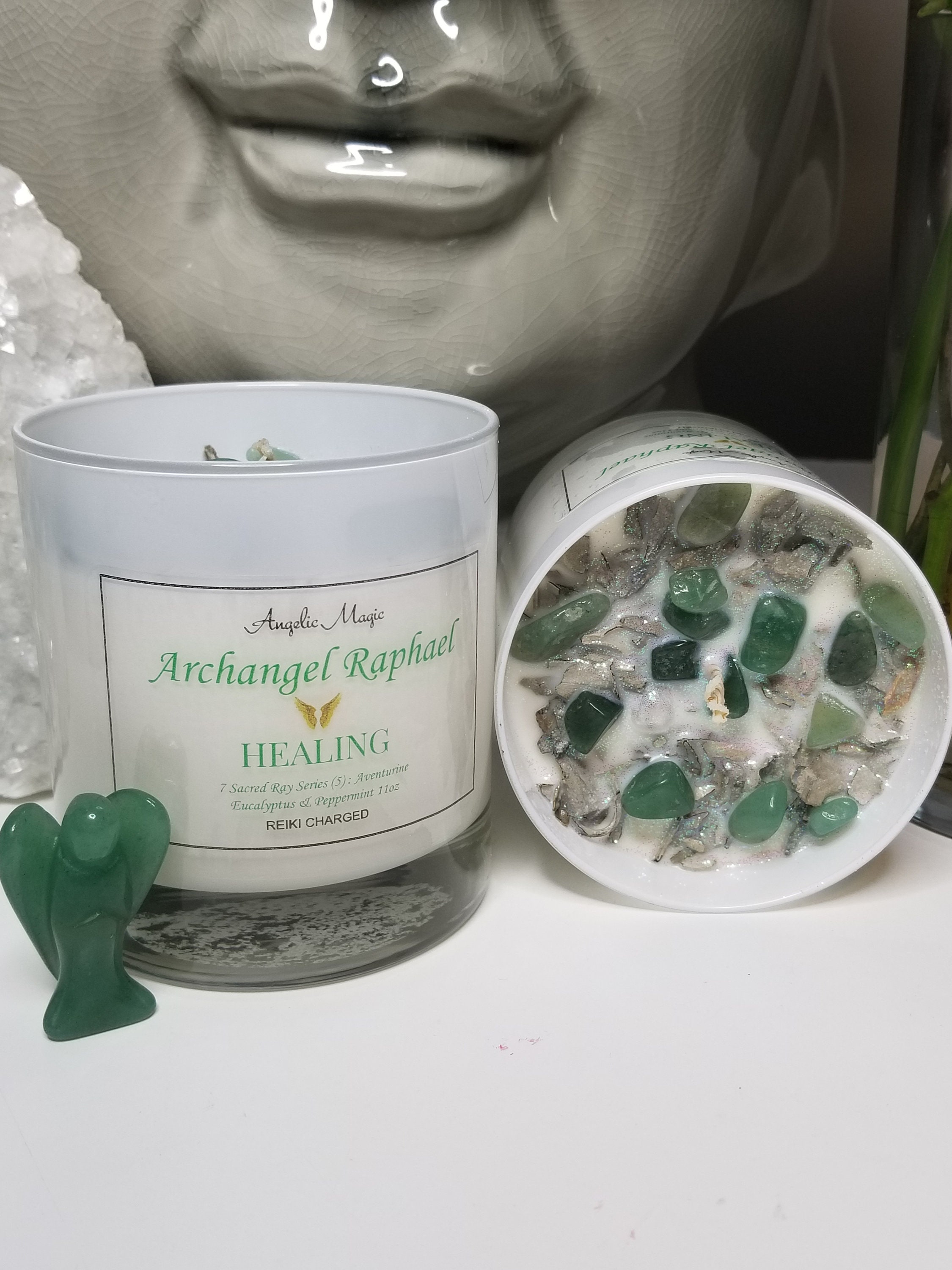 Archangel Raphael HEALING Crystal Soy Candle Reiki Candle | Etsy