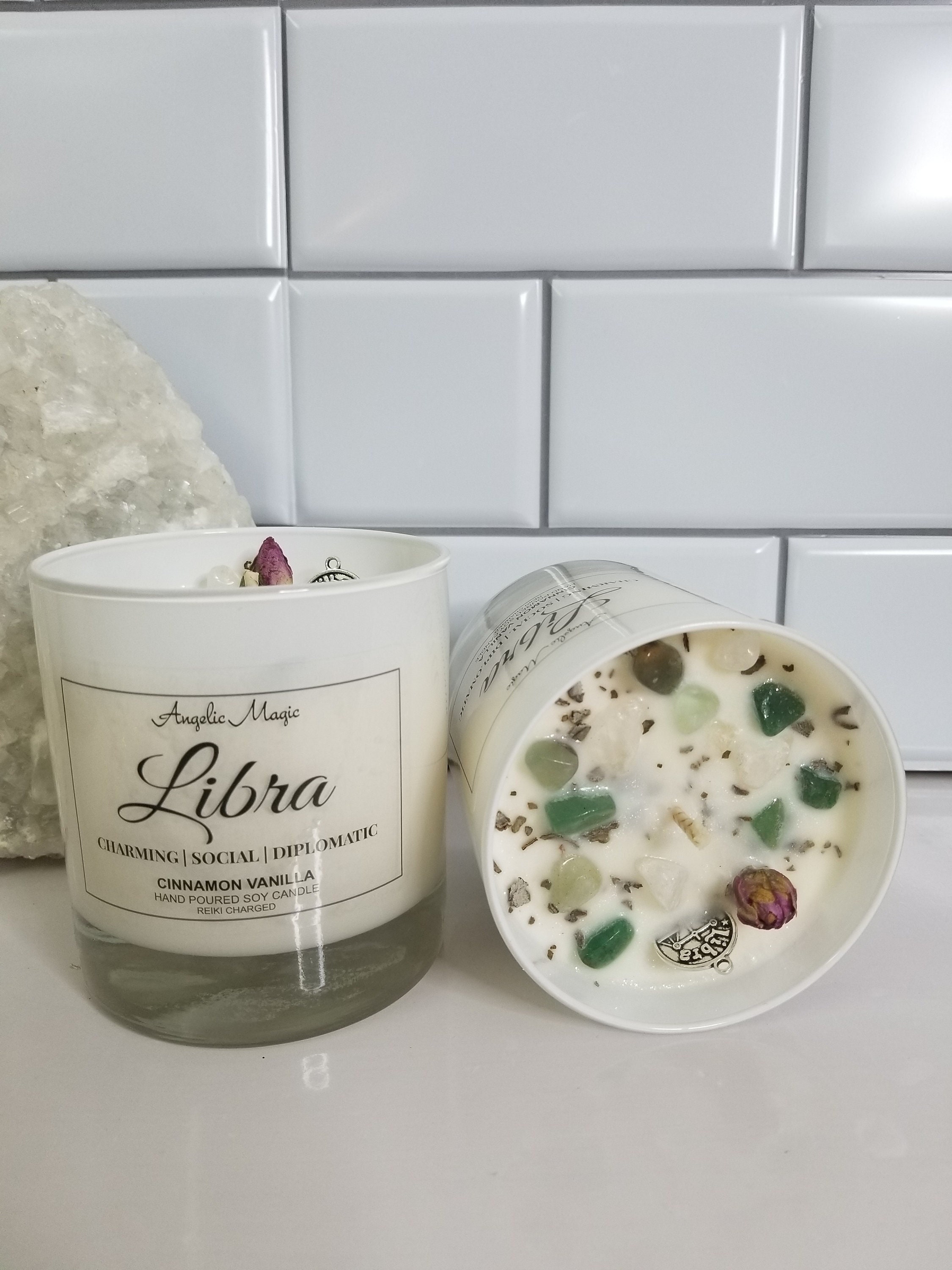 Container Candles Home Décor LIBRA zodiac soy crystal aromatherapy ...