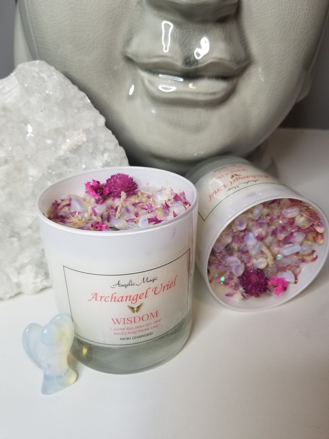 Archangel Uriel (SUCCESS) Opal Crystal Soy Candle, Reiki Candle, Angel ...