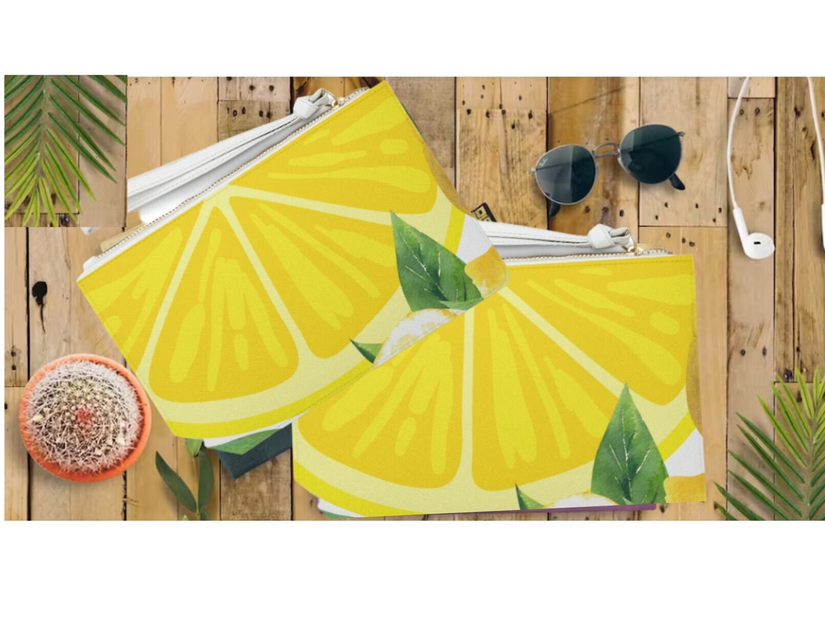 Beautiful Wristlet Lemon Handbag, Party Clutch, Vegan Leather, Citrus ...