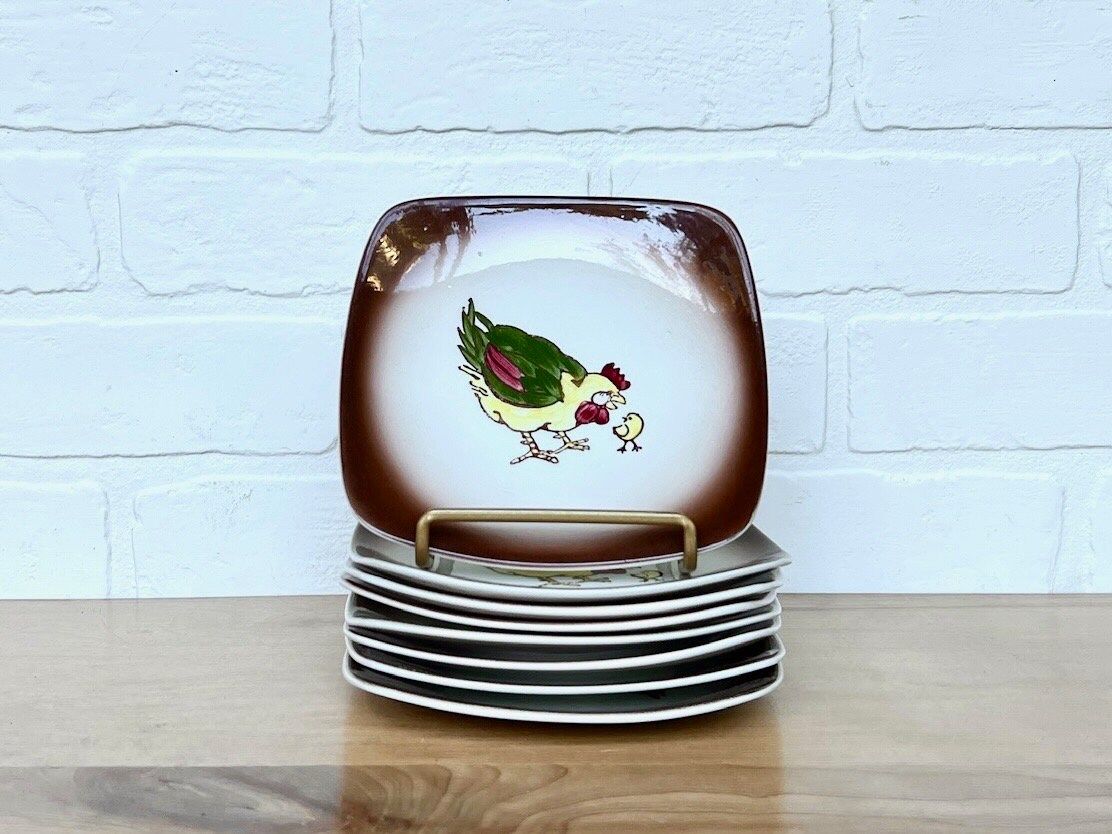 Vintage Orchard Ware Hand Decorated Hen and Chick Plates - Etsy