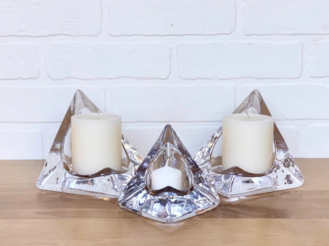 Blown Glass 'wedge' Candle Holders - Etsy