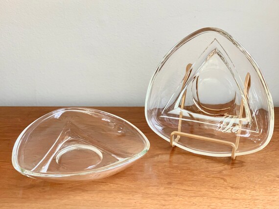 Vintage Triangular Glass Bowls - Etsy