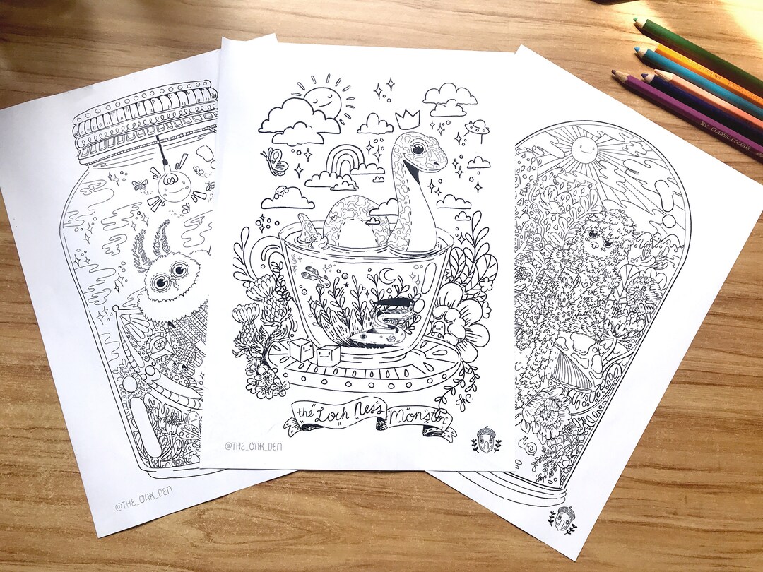 Cryptid Coloring Printable Pages - Mothman, the Loch Ness Monster ...