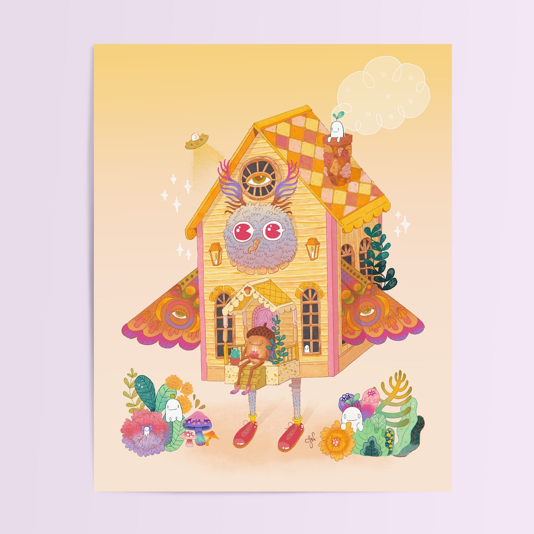 Mothman House - the Oak Den - Cryptid Art Print - Etsy