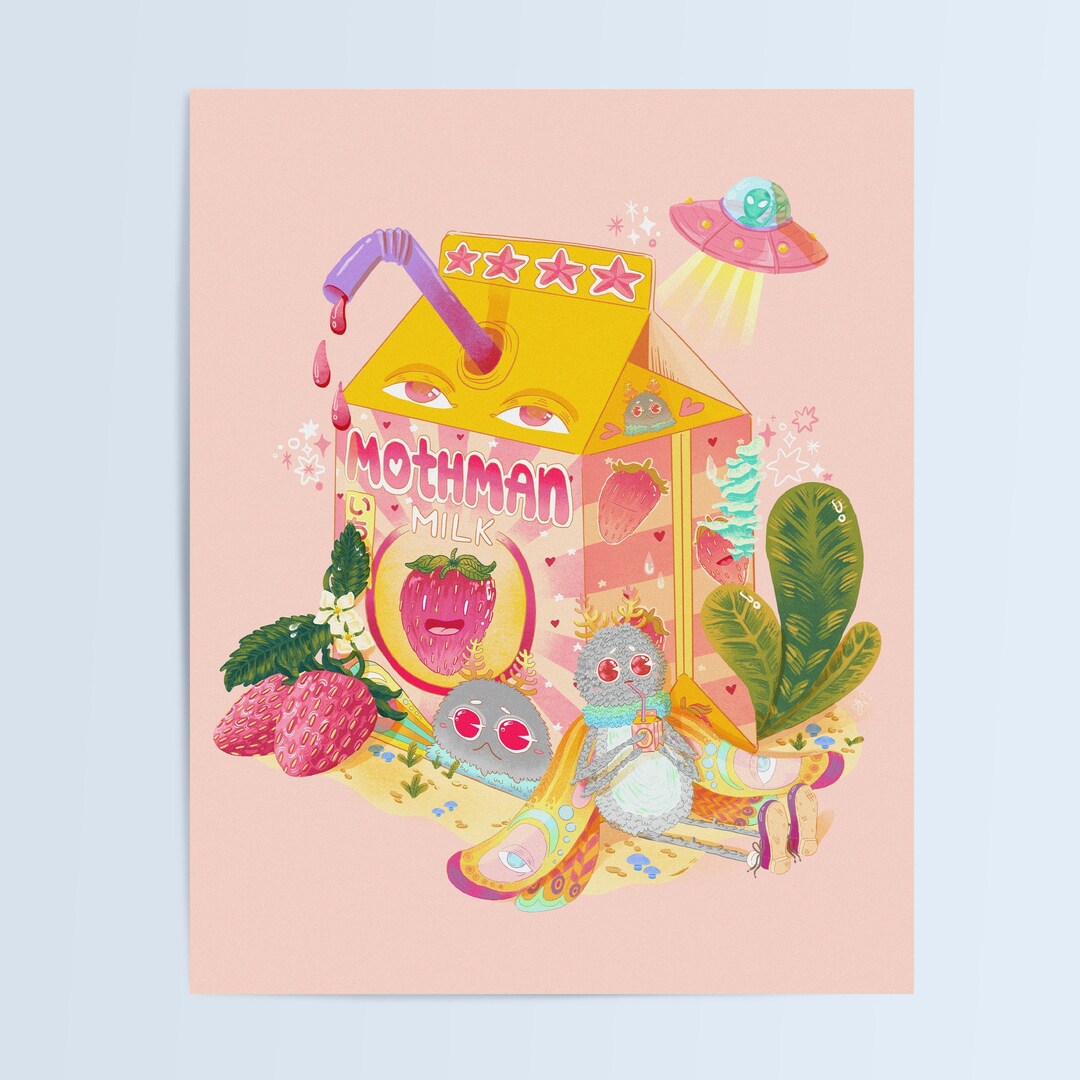 Mothman Milk - Art Print - Cryptid Candies Mothman Art Print - Etsy