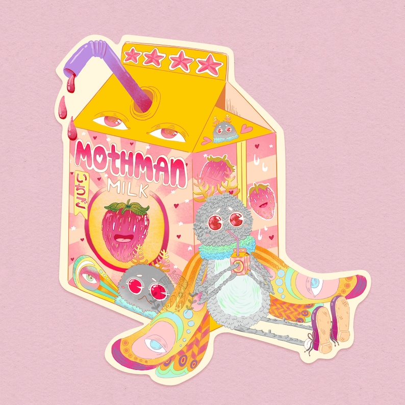 Mothman Milk Vinyl Cryptid Sticker - Etsy