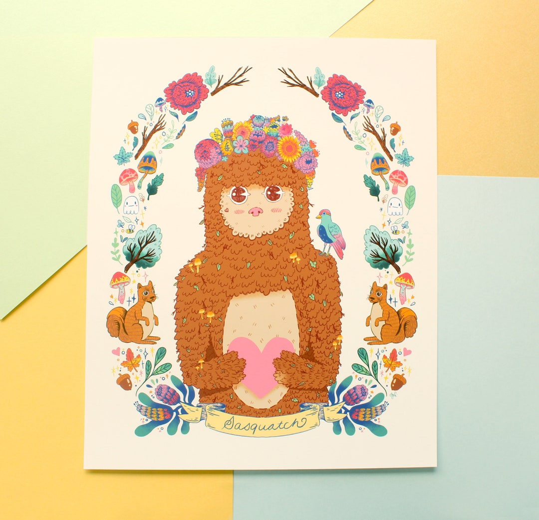 Sasquatch Cryptid Portrait Art Print - 8x10 or 12x16 - Etsy