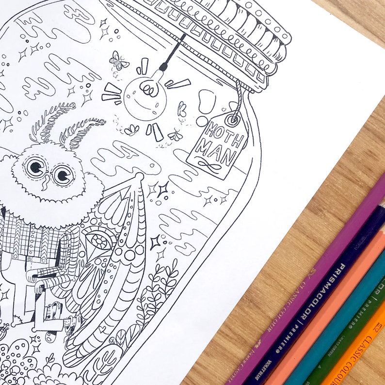 Cryptid Coloring Printable Pages - Mothman, the Loch Ness Monster ...