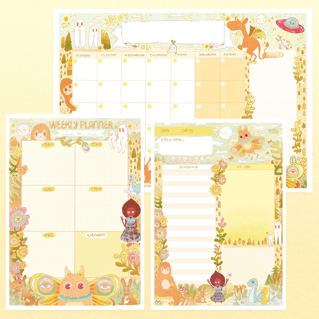 Cryptid Printable Planners - 3 Pack Monthly, Weekly + Daily - Digital ...
