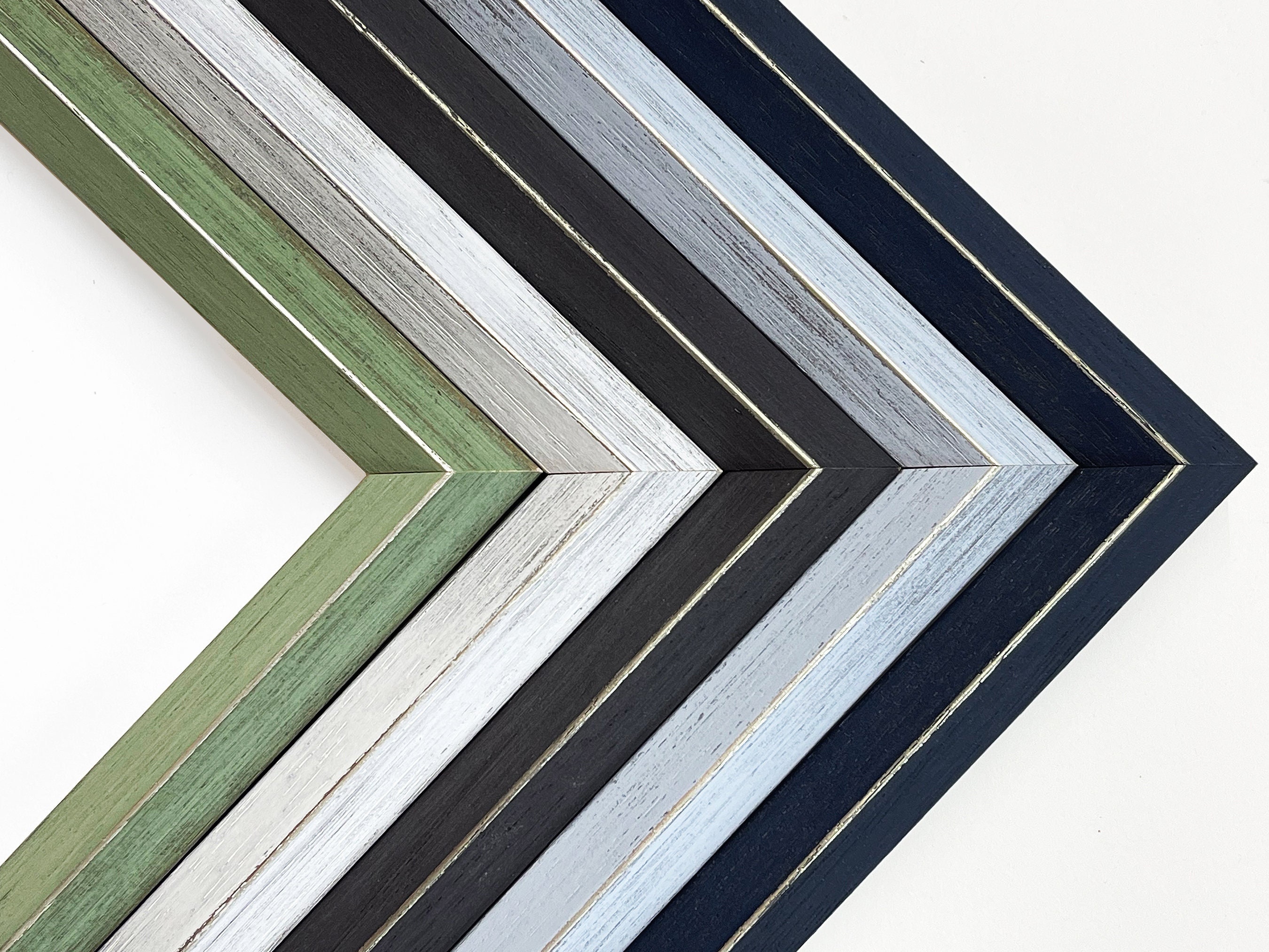 Mid-century Modern Picture Frames Distressed Stained Wood With Silver ...