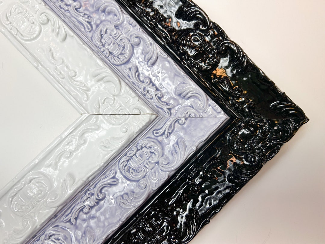 Victorian Glossy Picture Frame Lacquer Ornate Funky Gothic Glam White ...