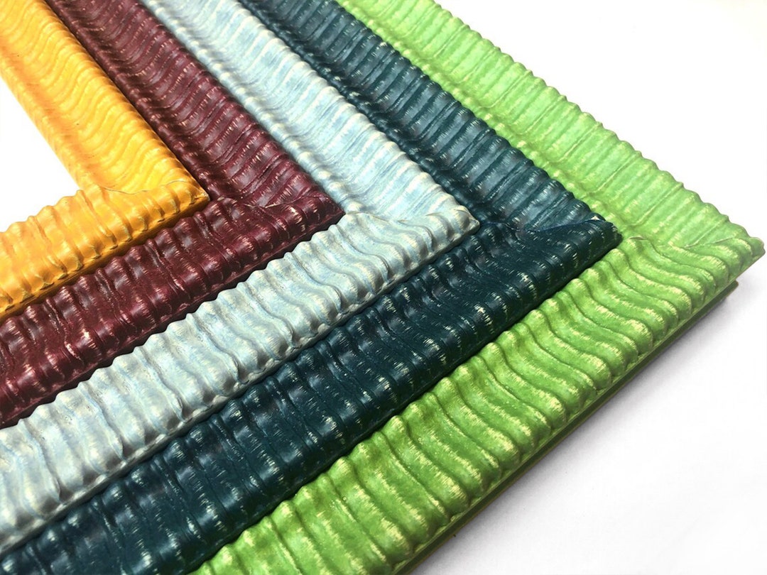 Eclectic Picture Frames Colorful Ridges Funky Decor Vintage Lime Green ...
