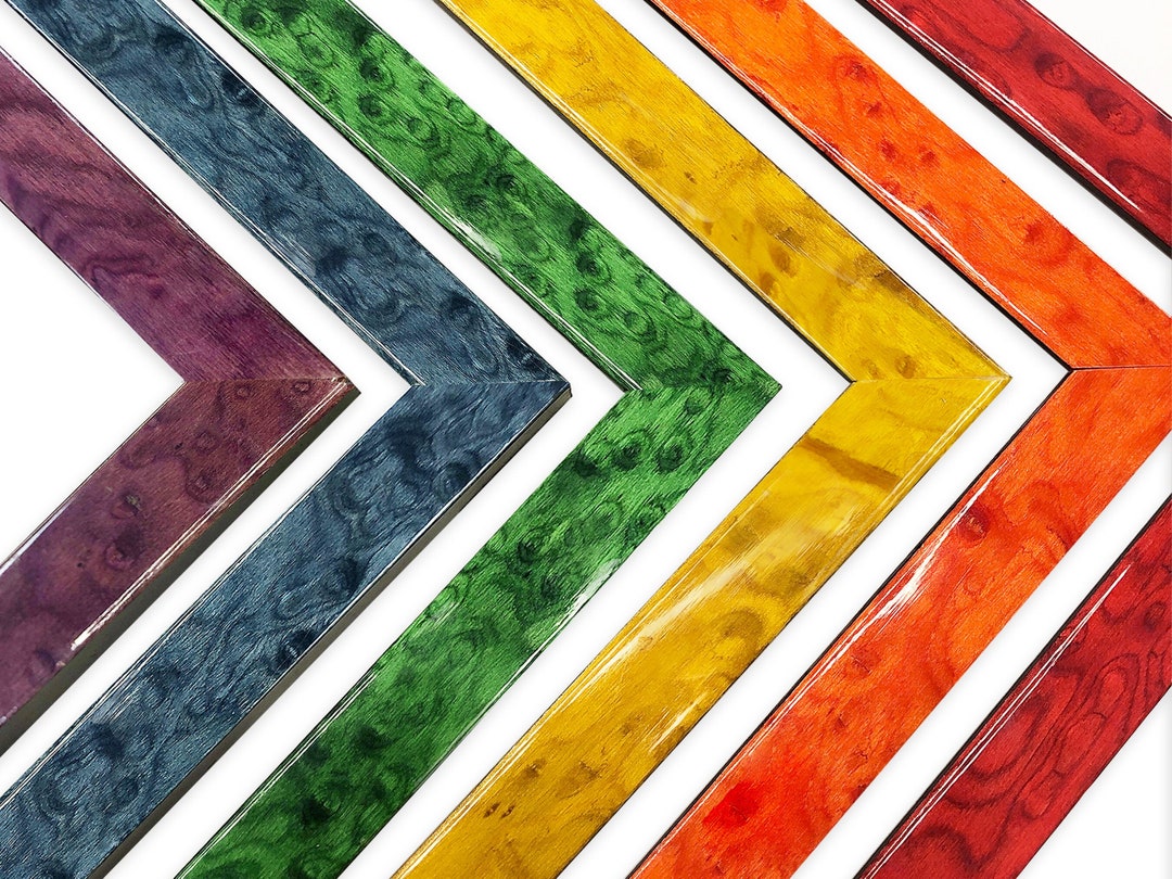 Colorful Burl Wood Picture Frames Funky Eclectic Mid-century Red Orange ...