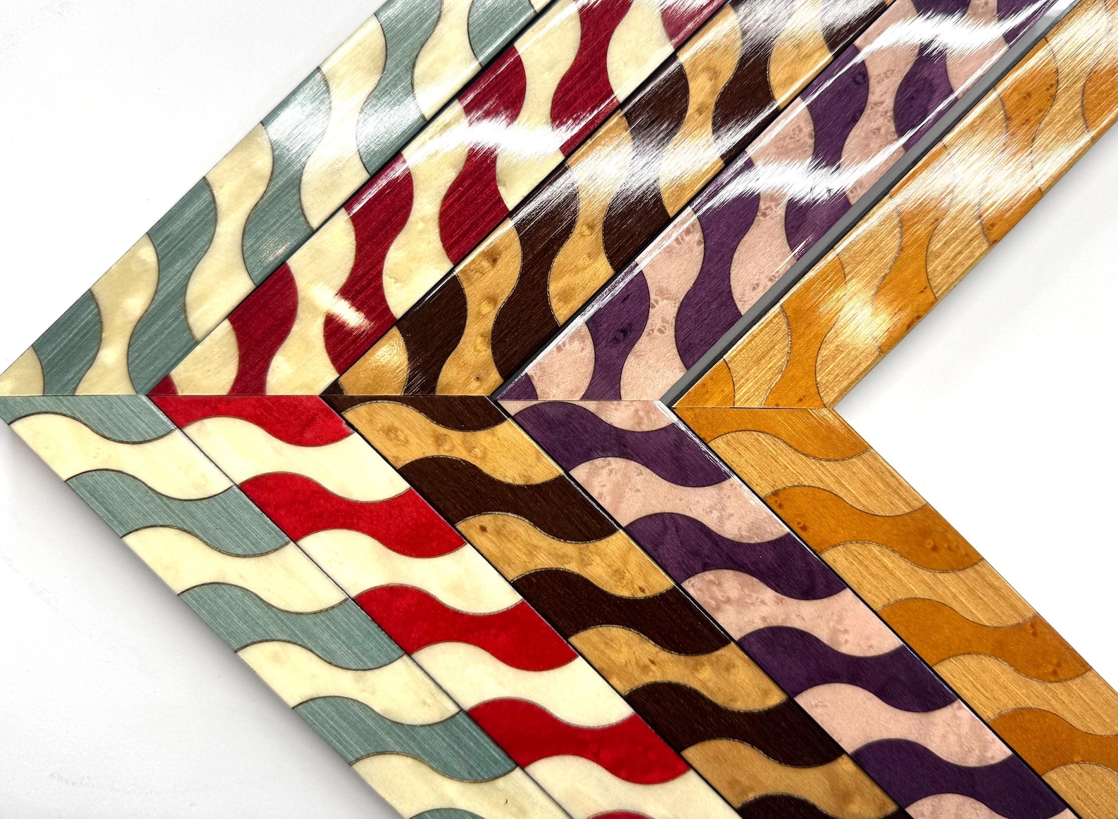 Wave Pattern Lacquer Wood Picture Frames Stripes Color Funky Eclectic ...