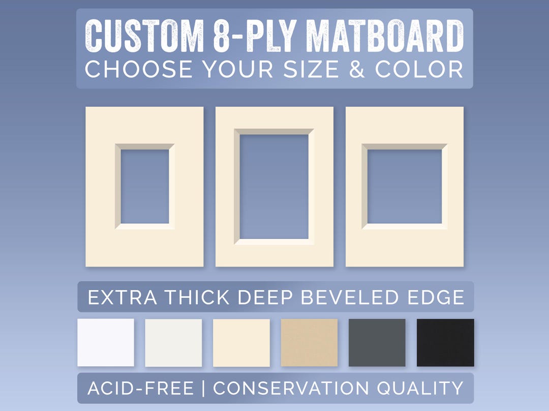 Custom 8-ply Picture Frame Mat Board | Variety of Colors | Customized ...