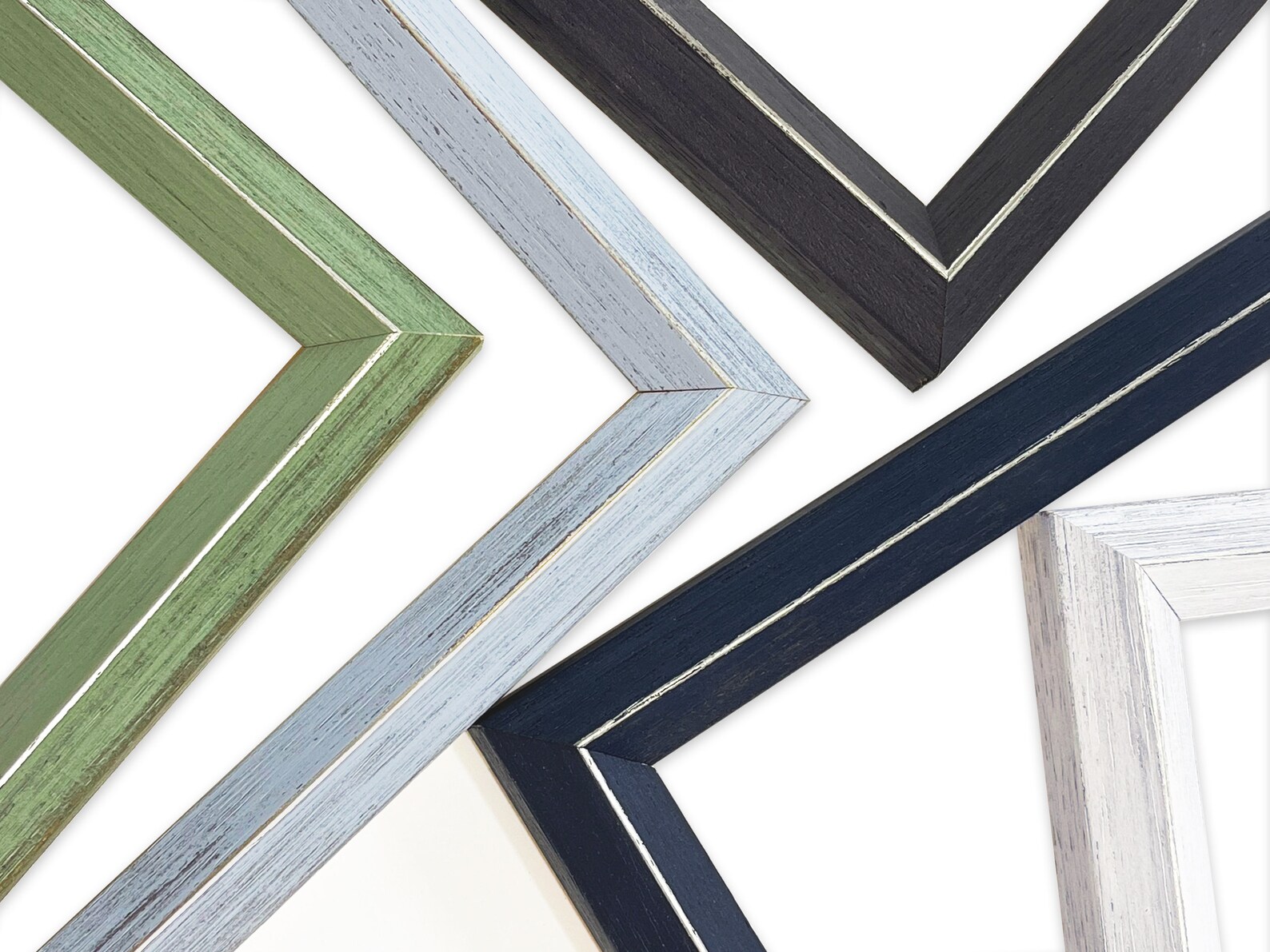 Mid-century Modern Picture Frames Distressed Stained Wood With Silver ...