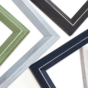 Mid-century Modern Picture Frames Distressed Stained Wood With Silver ...