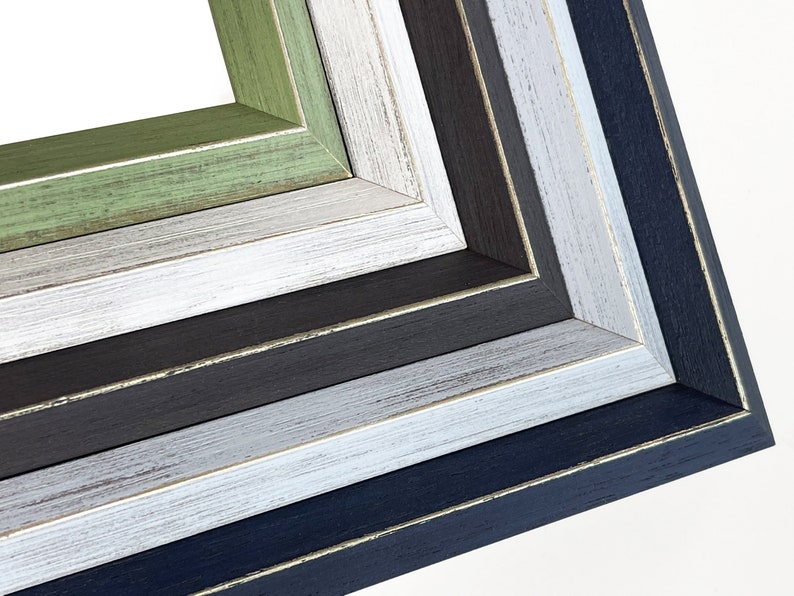 Mid-century Modern Picture Frames Distressed Stained Wood With Silver ...